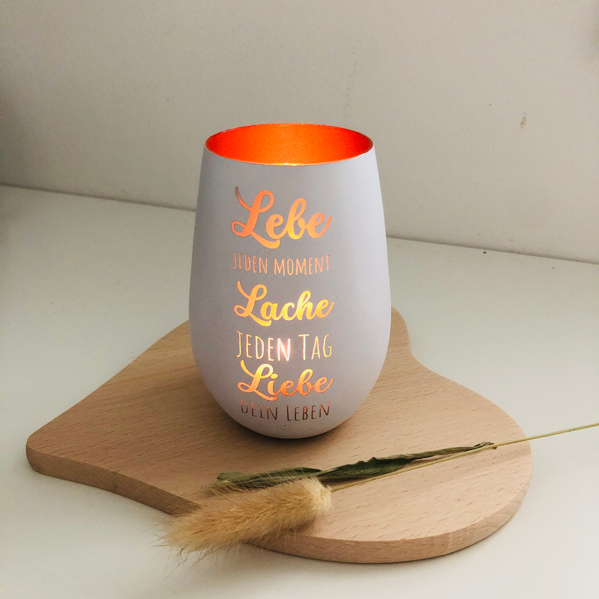Personalisiertes Windlicht aus Glas mit Wunschtext